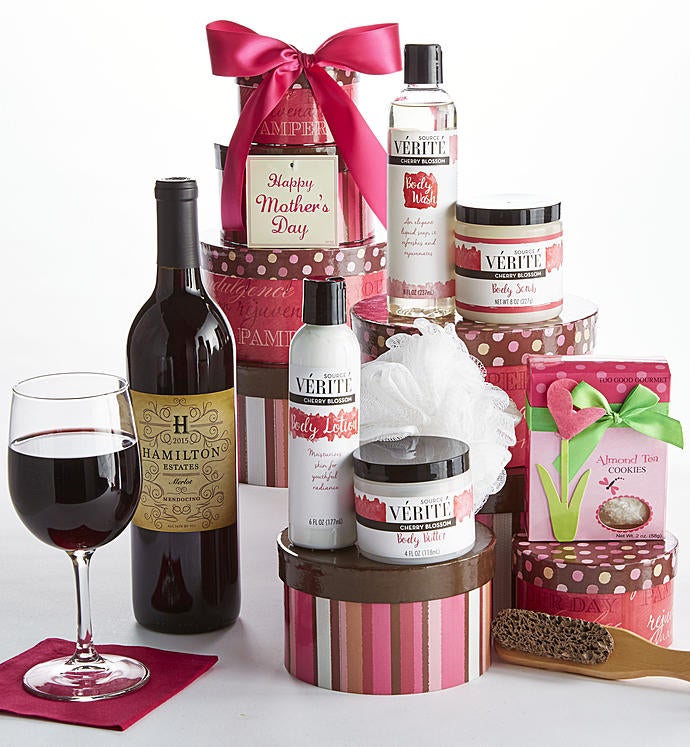 Mother's Day Pamper Her Spa Tower with Wine