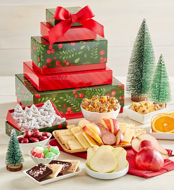 Merry Christmas Meat & Cheese Tower | 1800Baskets.com-1009